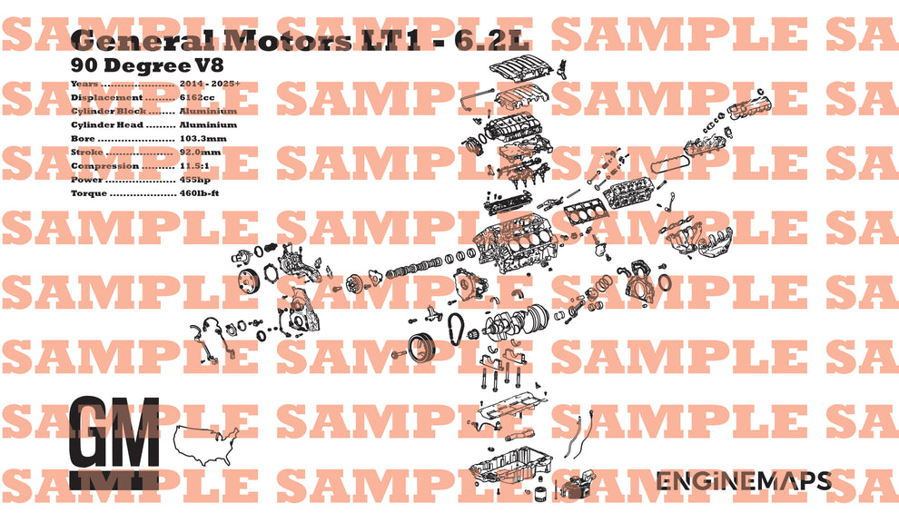 General Motors LT1 [Wet Sump] 6.2L Exploded View Banner – EngineMaps