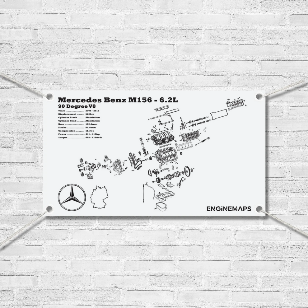 Mercedes Benz M156 6.2L exploded view banner – EngineMaps