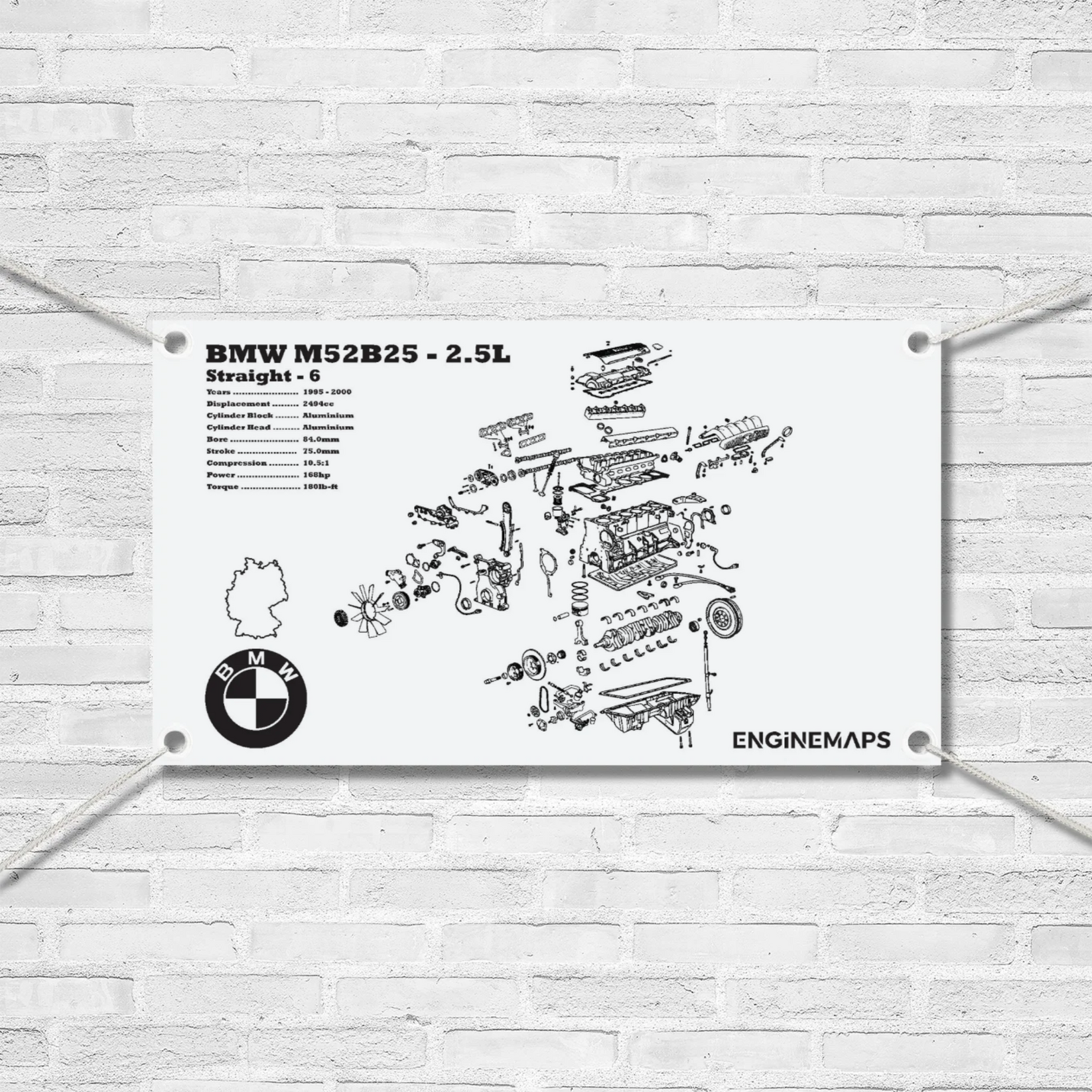 BMW M52B25 2.5L exploded view banner – EngineMaps