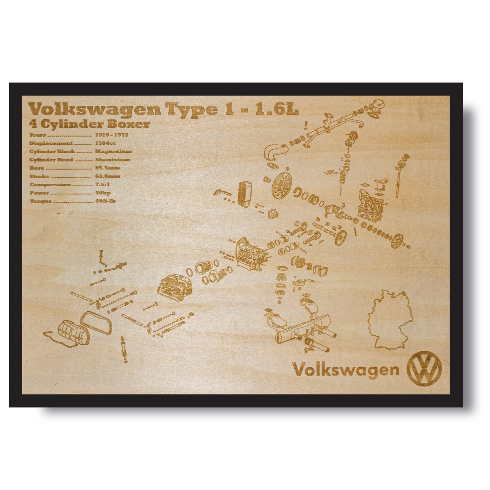 Volkswagen Type 1 1.6L Exploded View Poster – EngineMaps