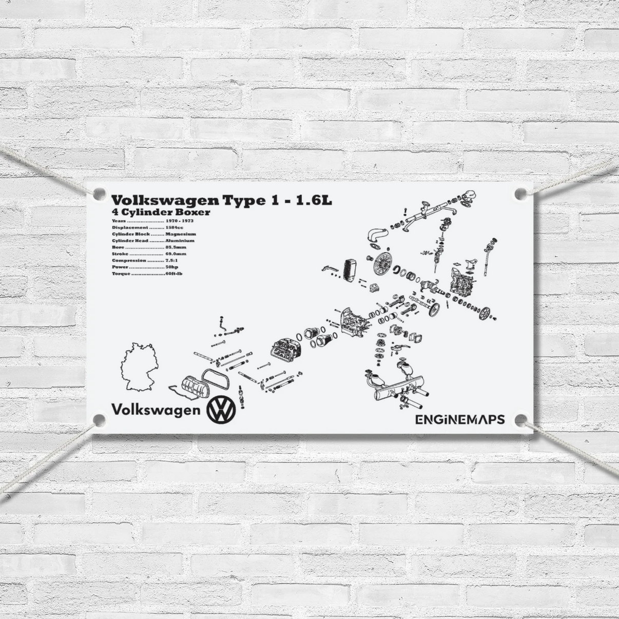 Volkswagen Type 1 1.6L Exploded View Banner – EngineMaps