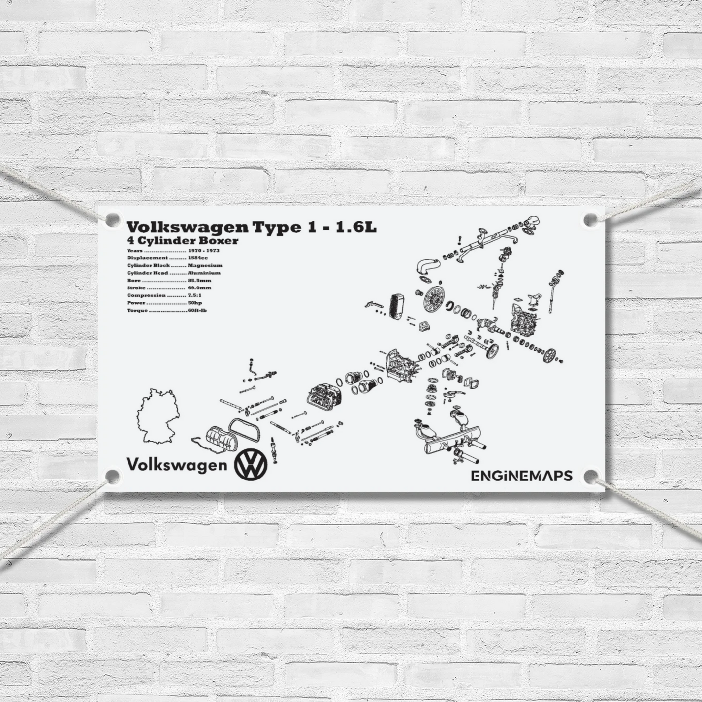 Volkswagen Type 1 1.6L Exploded View Banner – EngineMaps