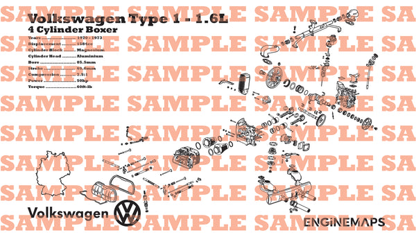 Volkswagen Type 1 1.6L Exploded View Banner – EngineMaps