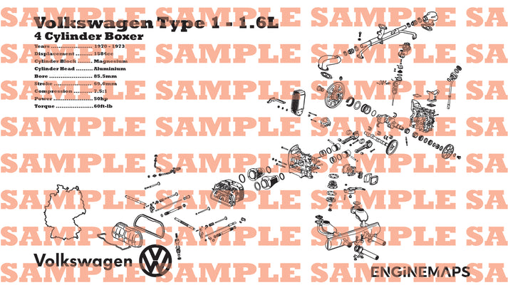 Volkswagen Type 1 1.6L Exploded View Banner – EngineMaps