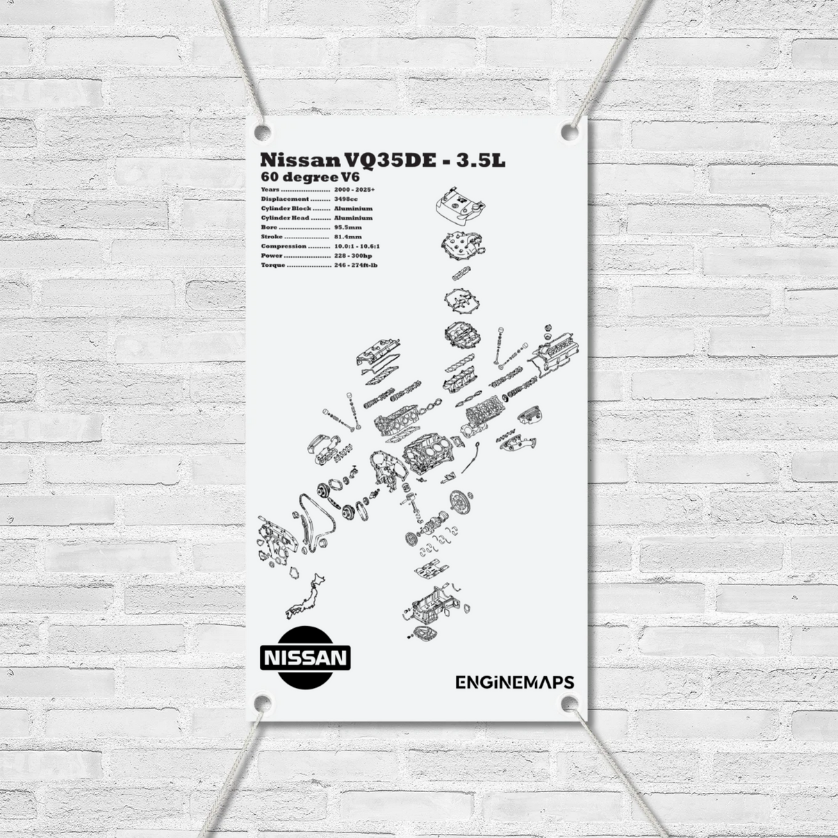 Nissan VQ35DE 3.5L Exploded View Poster – EngineMaps