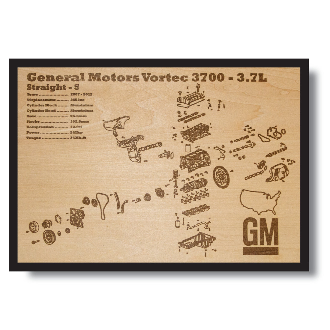 General Motors Vortec 3700 3.7L Engine Exploded View Poster – EngineMaps