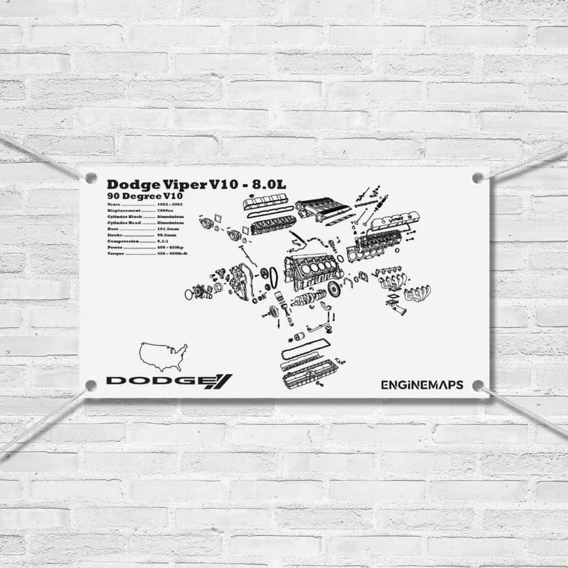 Dodge Viper v10 8.0L Exploded View Banner – EngineMaps